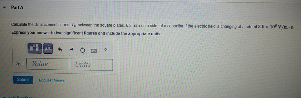 Solved Part ACalculate the displacement current ID ﻿between | Chegg.com