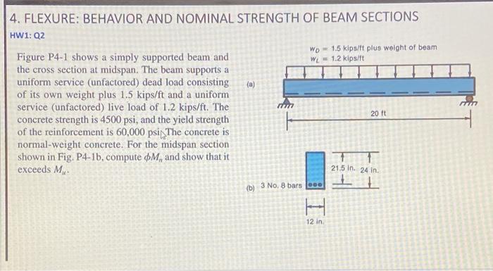 Solved 4. FLEXURE: BEHAVIOR AND NOMINAL STRENGTH OF BEAM | Chegg.com