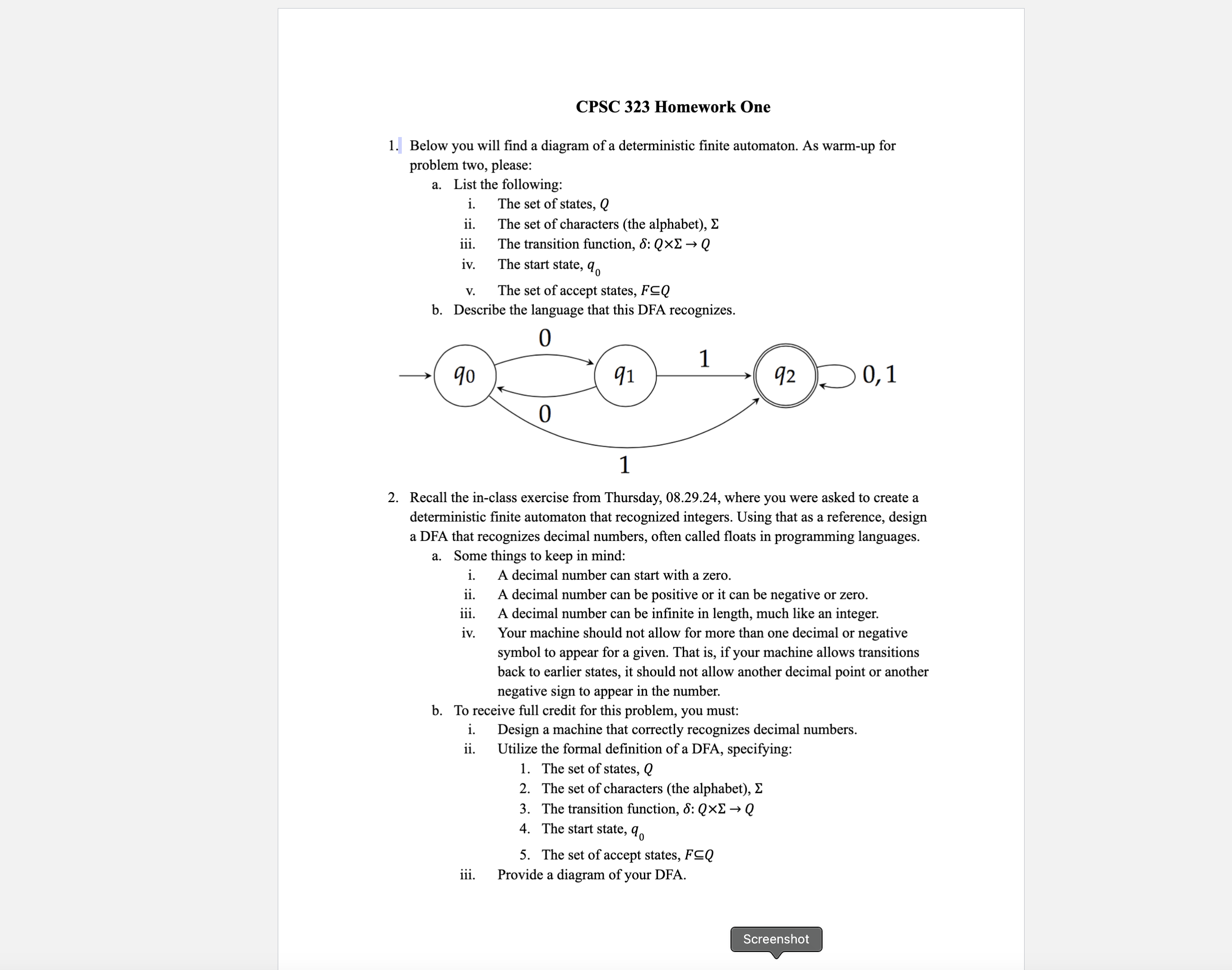 Solved CPSC 323 ﻿Homework OneBelow you will find a diagram | Chegg.com
