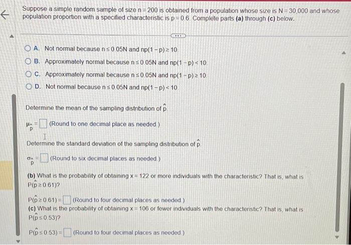 Solved Suppose a simple random sample of size n=200 is | Chegg.com