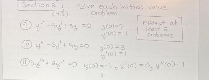 Solved Section 2] solve each initial value | Chegg.com