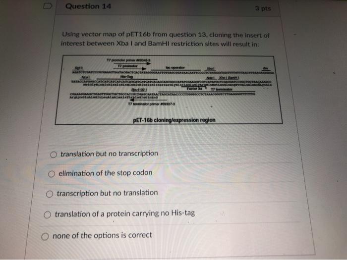 Solved Question 14 3 pts Using vector map of PET16b from | Chegg.com