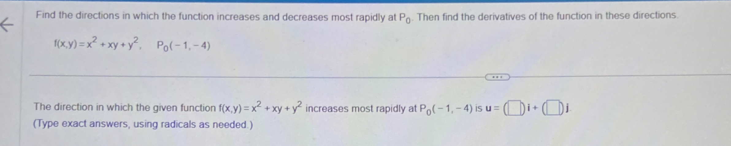 Solved Find the directions in which the function increases | Chegg.com