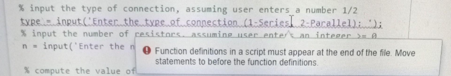 Solved \% Matlab script to compute the equivalent resistance | Chegg.com