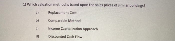 Solved 1) Which valuation method is based upon the sales | Chegg.com