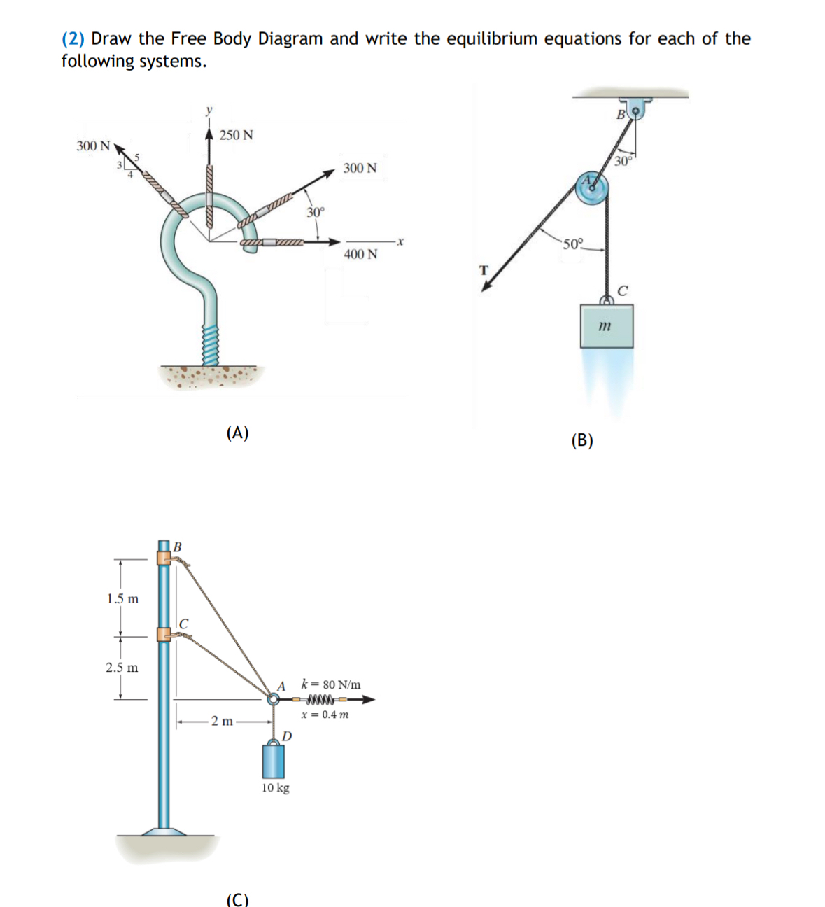 Solved (2) ﻿Draw the Free Body Diagram and write the | Chegg.com