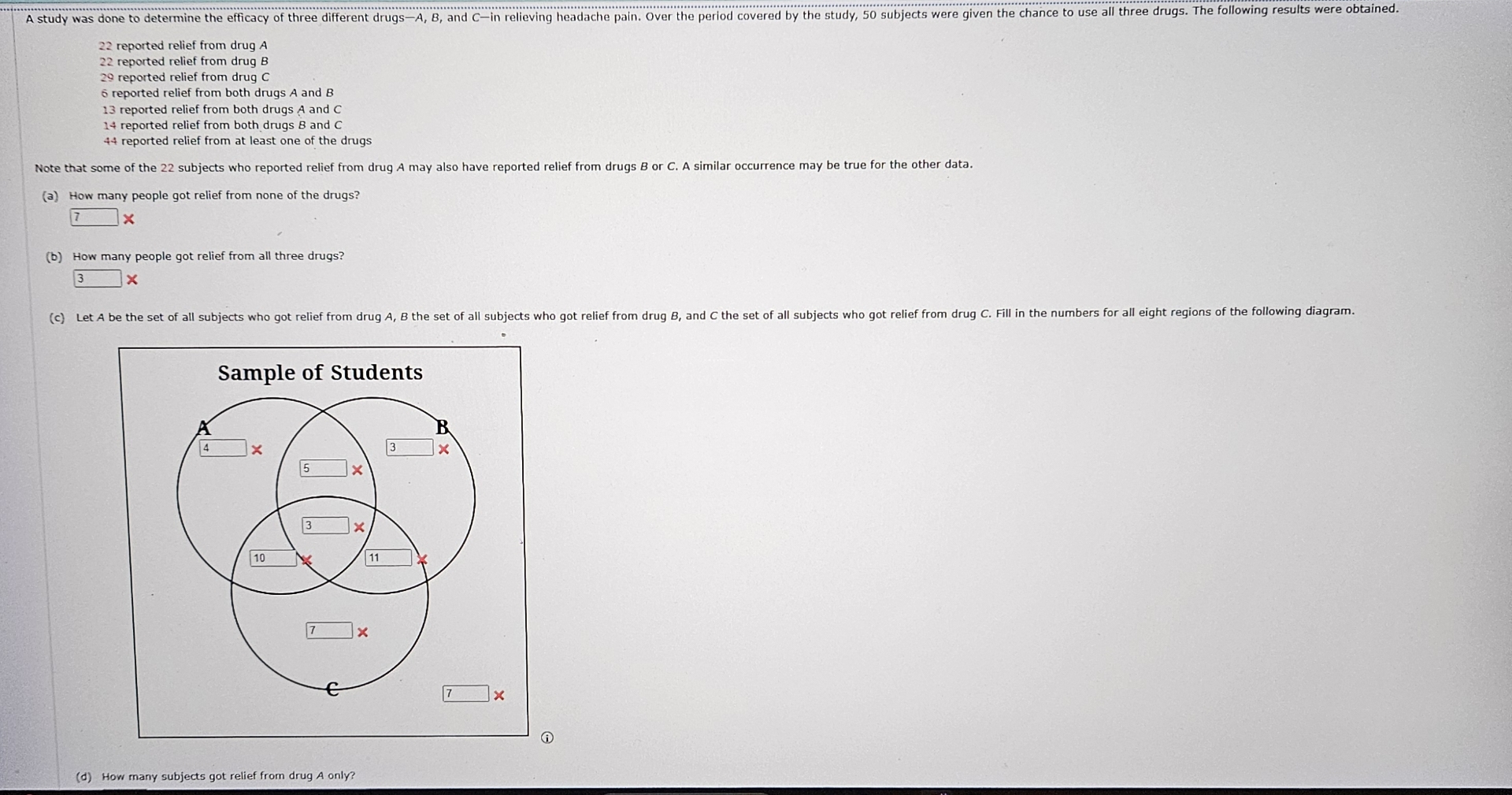 Solved 22 ﻿reported relief from drug A22 ﻿reported relief | Chegg.com