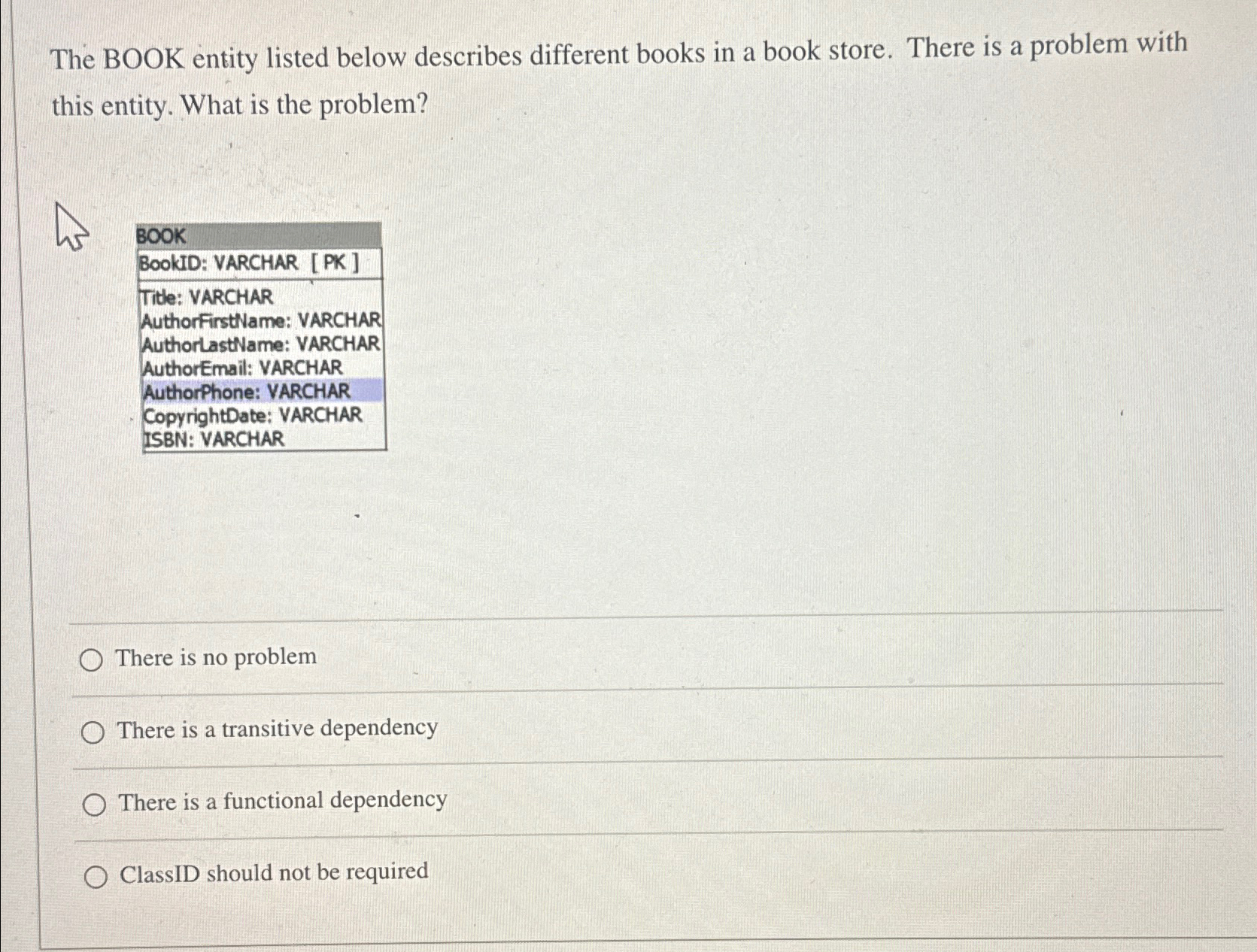 Solved The BOOK entity listed below describes different | Chegg.com