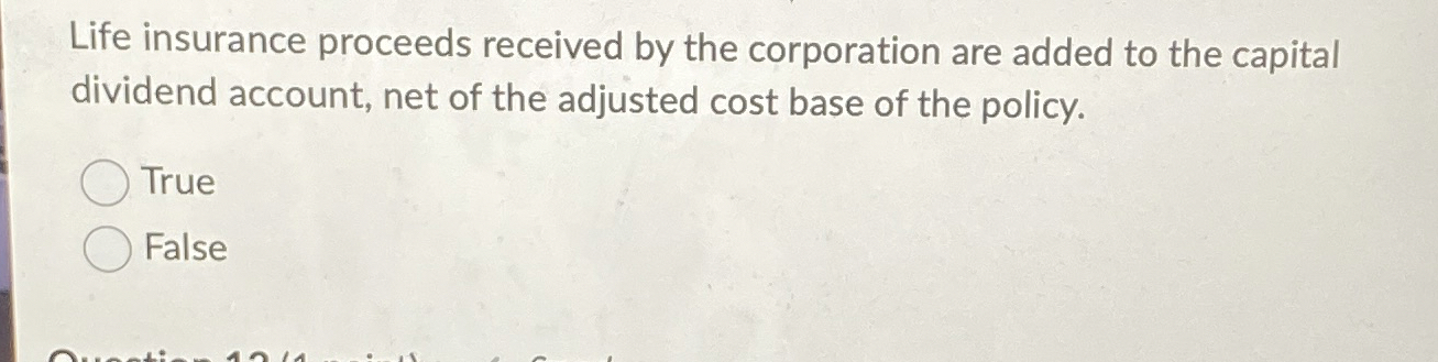 High Quality SOLUTION Life insurance proceeds received by the ...