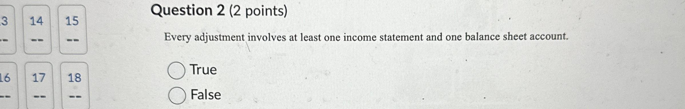 Solved Question 2 (2 ﻿points)Every adjustment involves at | Chegg.com