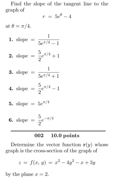 Solved Find the slope of the tangent line to the graph of | Chegg.com