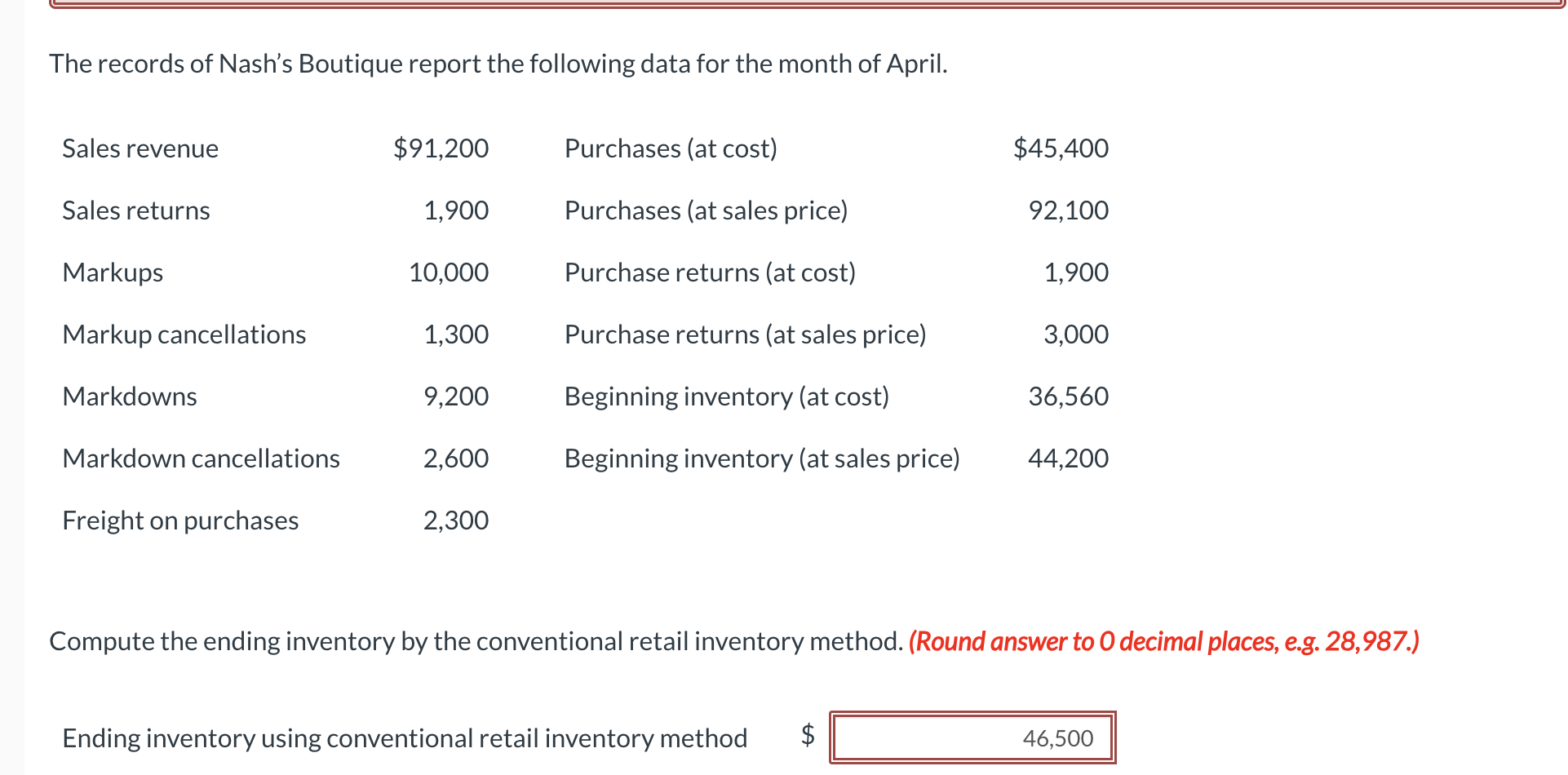 Solved The records of Nash's Boutique report the following | Chegg.com