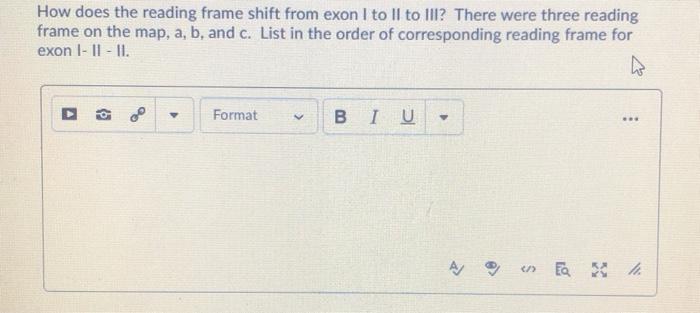 How does the reading frame shift from exon I to Il to | Chegg.com