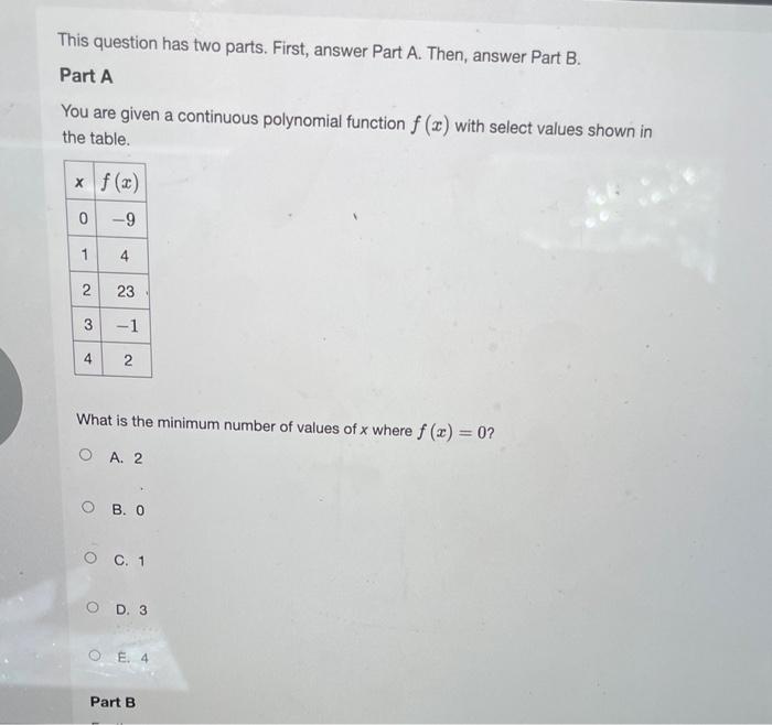Solved This question has two parts. First, answer Part A. | Chegg.com