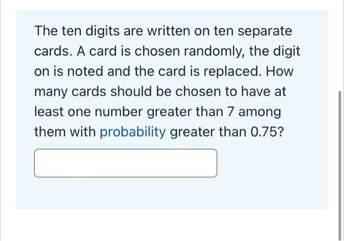Solved The ten digits are written on ten separate cards. A | Chegg.com