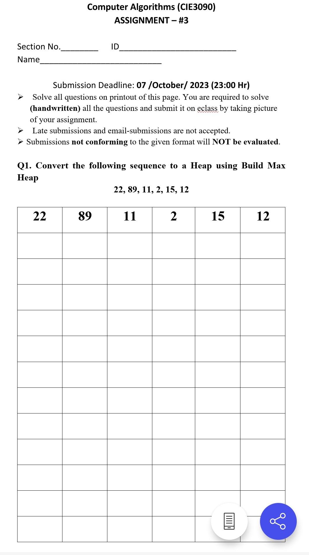 Solved Submission Deadline: 07 /October/ 2023 (23:00 Hr) | Chegg.com