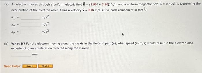 Solved (a) An electron moves through a uniform electric | Chegg.com
