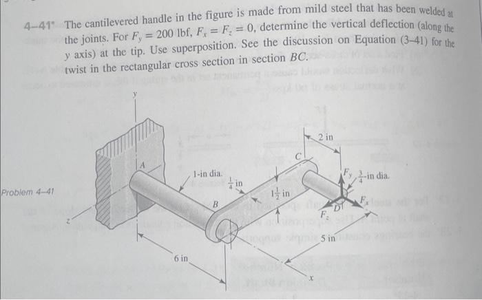 Solved 4-41* The cantilevered handle in the figure is made | Chegg.com