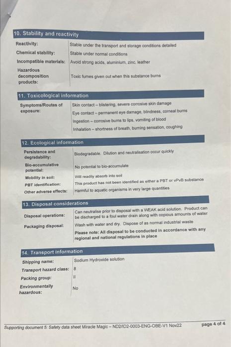 Solved sk 6: Use of cleaning chemicais One of the wash | Chegg.com