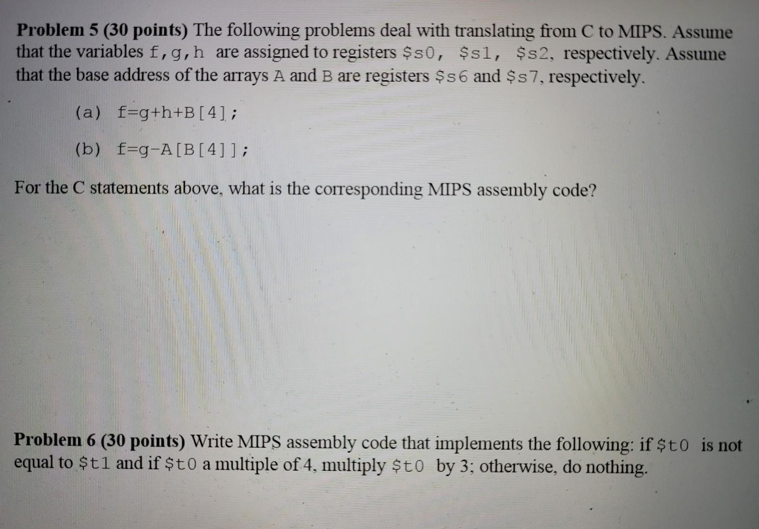 Solved Homework Assignment #2 – MIPS Instructions CDA 3100, | Chegg.com