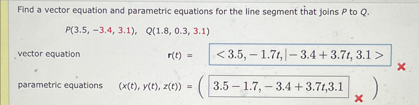 Solved Find a vector equation and parametric equations for | Chegg.com