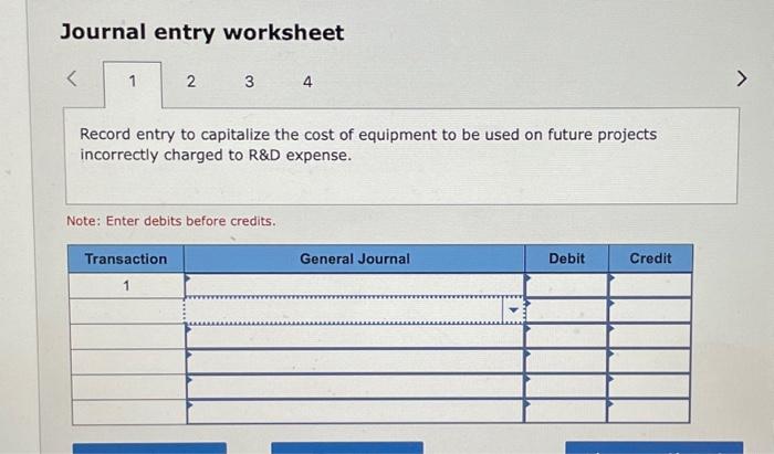 Solved Journal entry worksheet Record entry to capitalize | Chegg.com