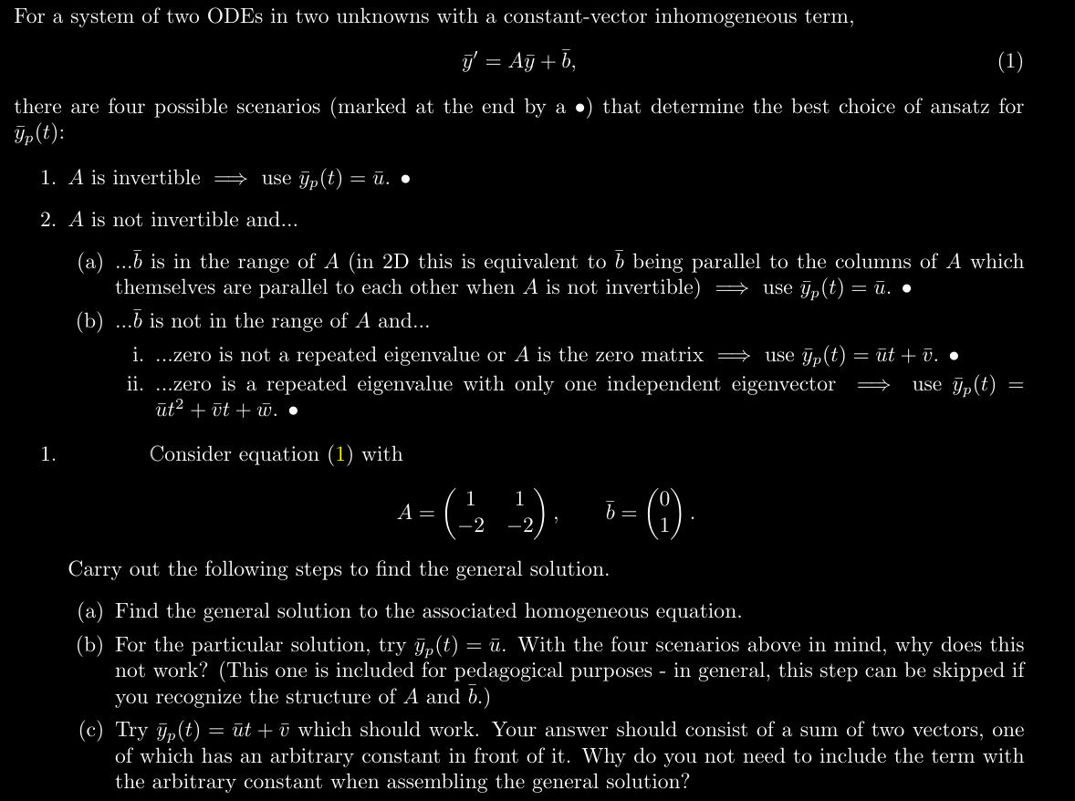 Solved For a system of two ODEs in two unknowns with a | Chegg.com