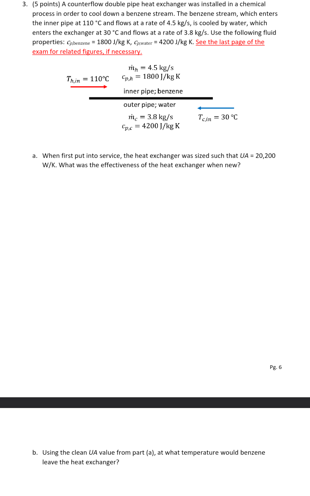 Solved 3. (5 points) A counterflow double pipe heat | Chegg.com