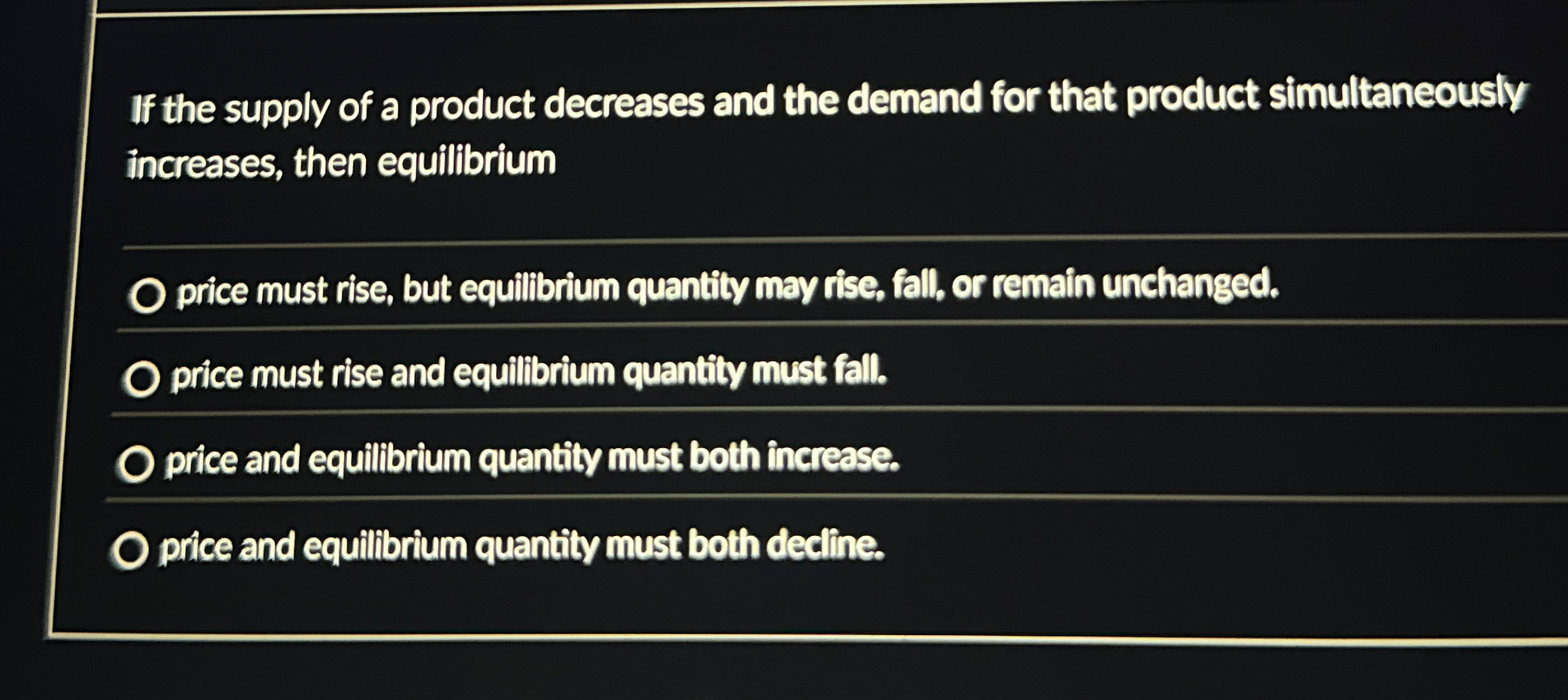 Solved If the supply of a product decreases and the demand | Chegg.com