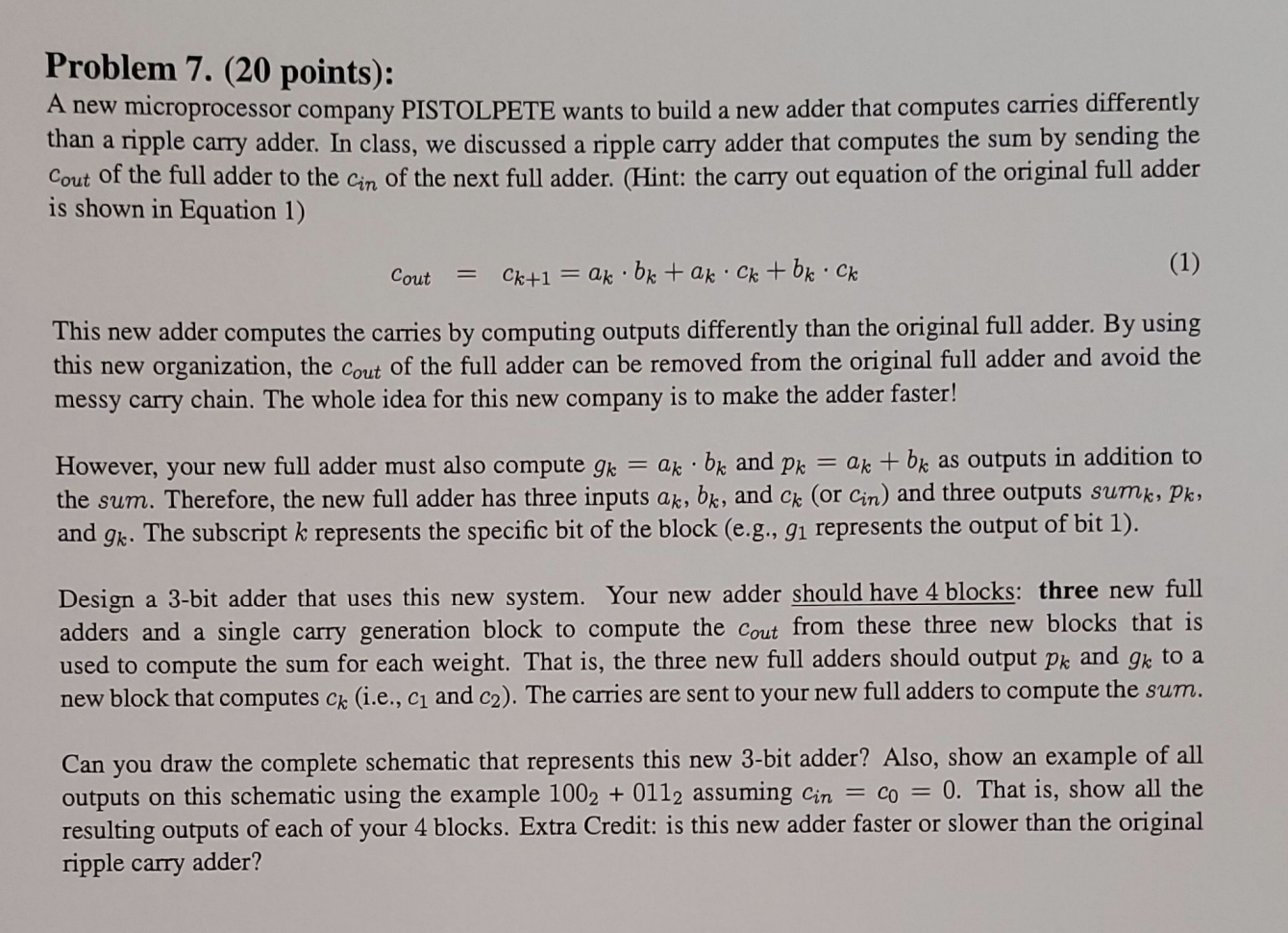 Solved Problem 7. (20 ﻿points):A new microprocessor company | Chegg.com