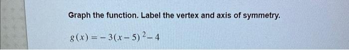 Solved Graph the function. Label the vertex and axis of | Chegg.com