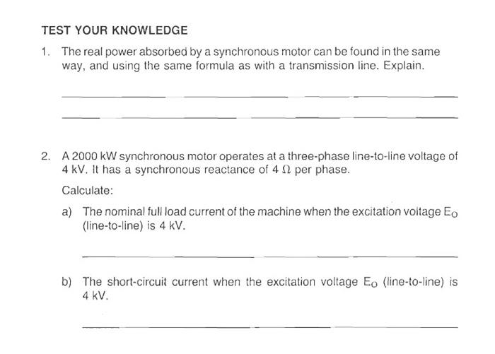 Solved TEST YOUR KNOWLEDGE 1. The real power absorbed by a | Chegg.com