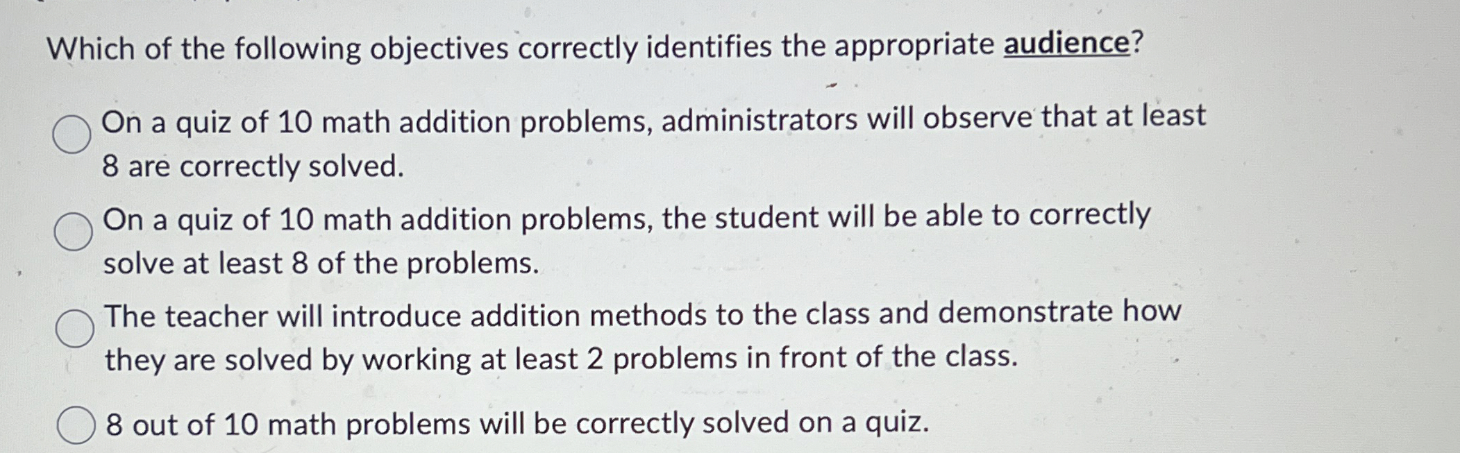 Solved Which of the following objectives correctly | Chegg.com
