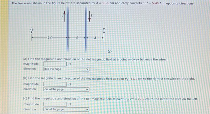 Solved e two wires shown in the figure below are separated | Chegg.com