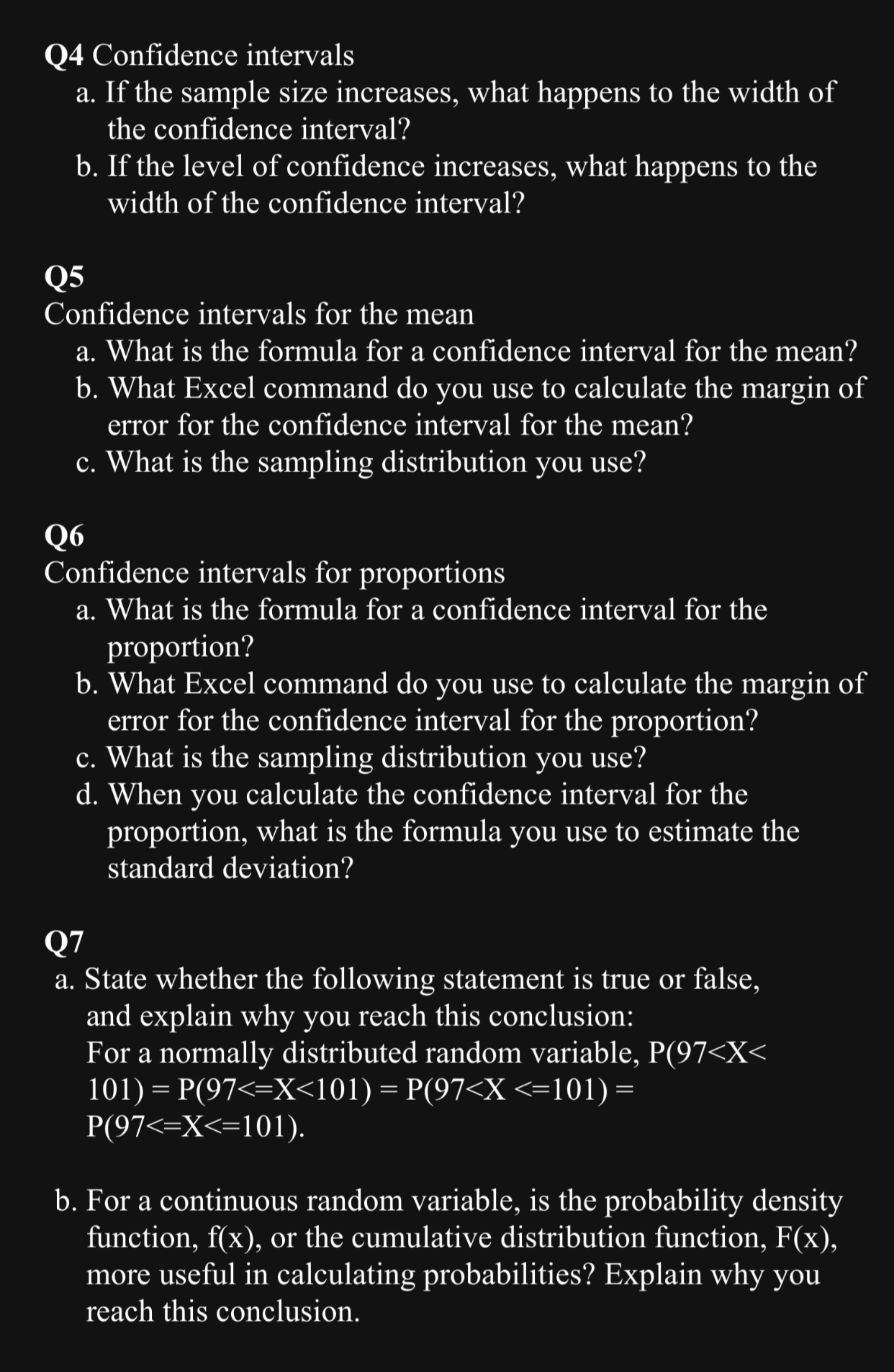 Solved Q4 ﻿Confidence intervalsa. ﻿If the sample size | Chegg.com