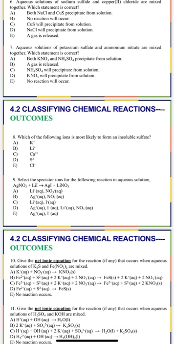 Solved 6. Aqueous solutions of sodium sulfide and copper(II) | Chegg.com