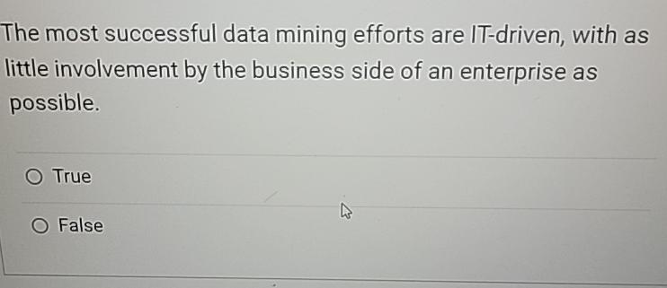 Solved The most successful data mining efforts are | Chegg.com