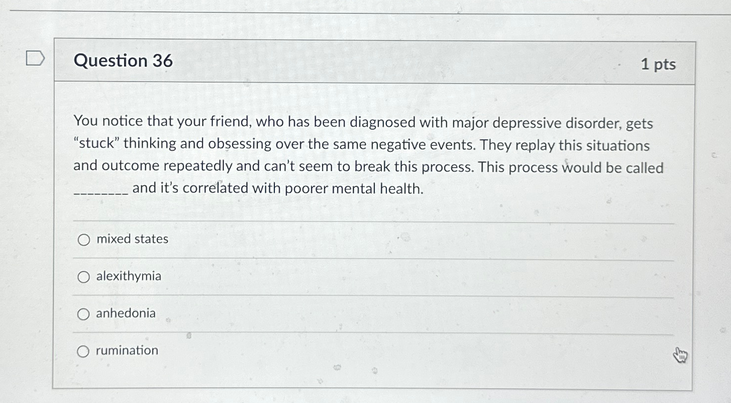 Solved Question 361 ﻿ptsYou notice that your friend, who has | Chegg.com