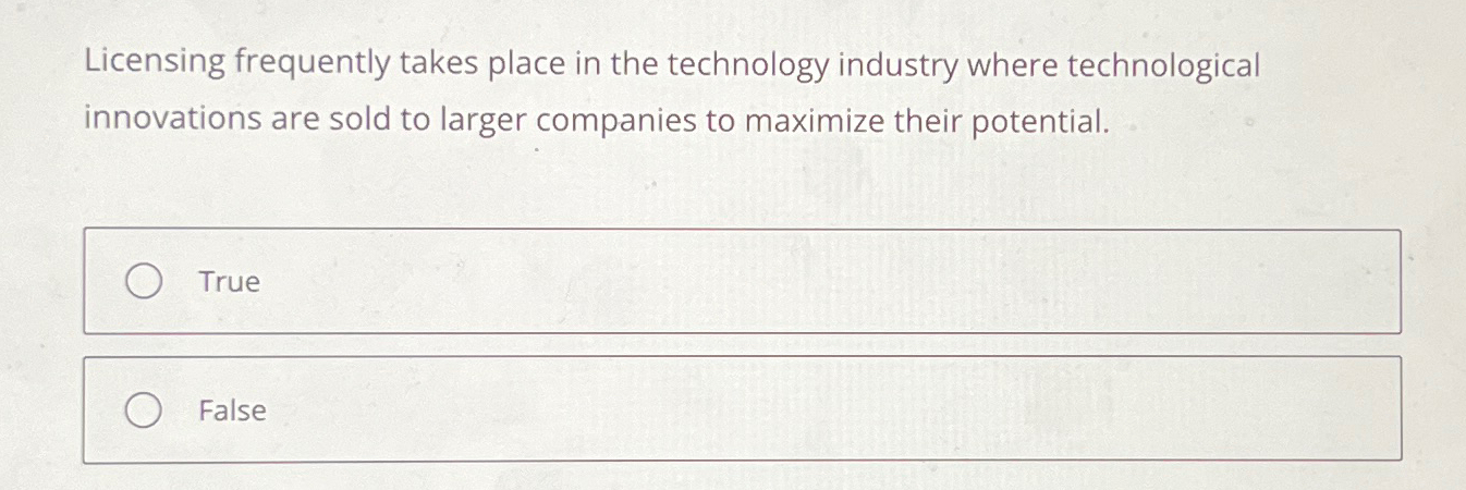 Solved Licensing frequently takes place in the technology | Chegg.com