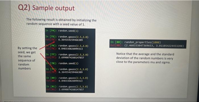 Solved Q2) Average and standard deviation of random numbers | Chegg.com