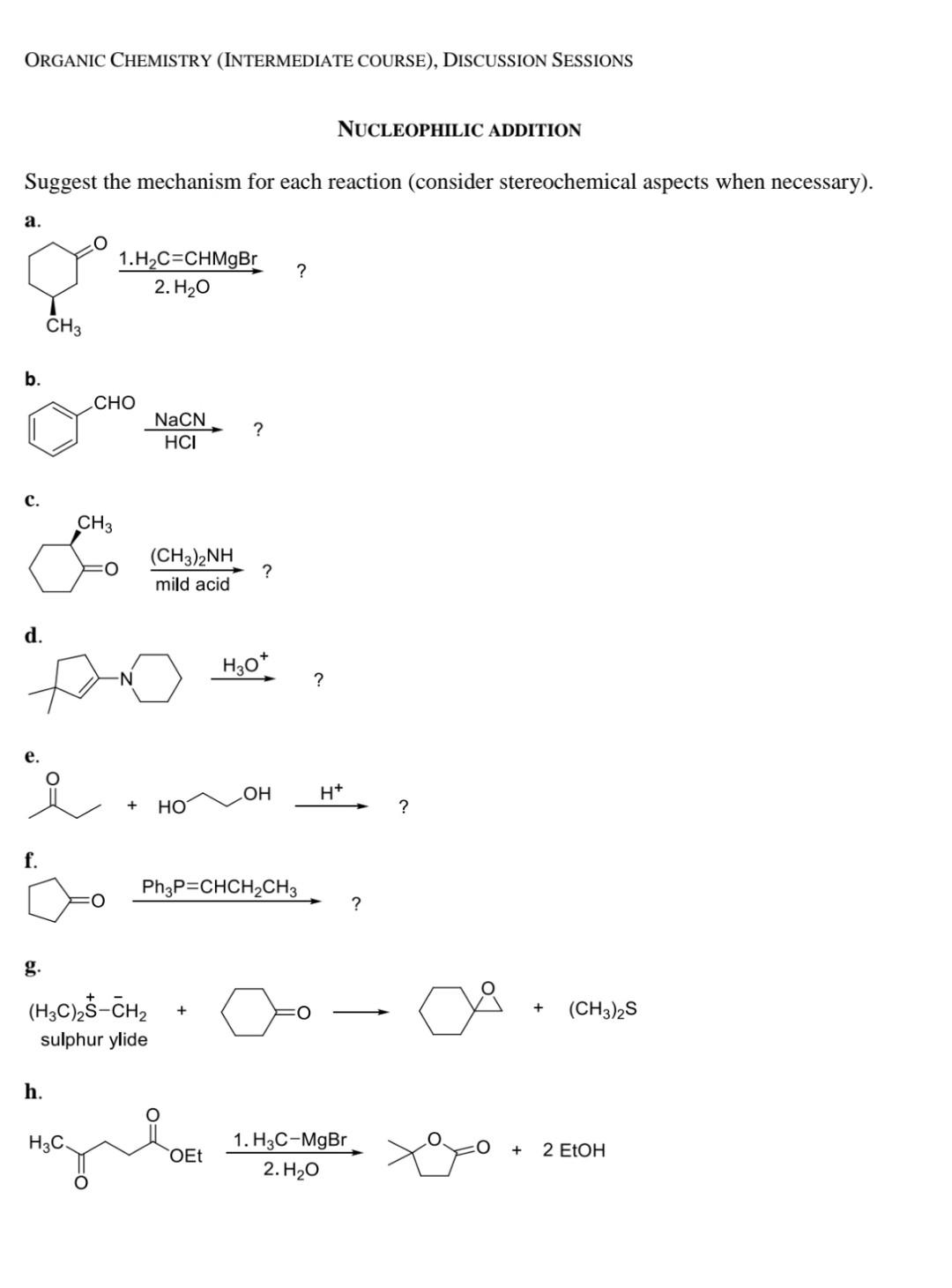 Solved ORGANIC CHEMISTRY (INTERMEDIATE COURSE), DISCUSSION | Chegg.com