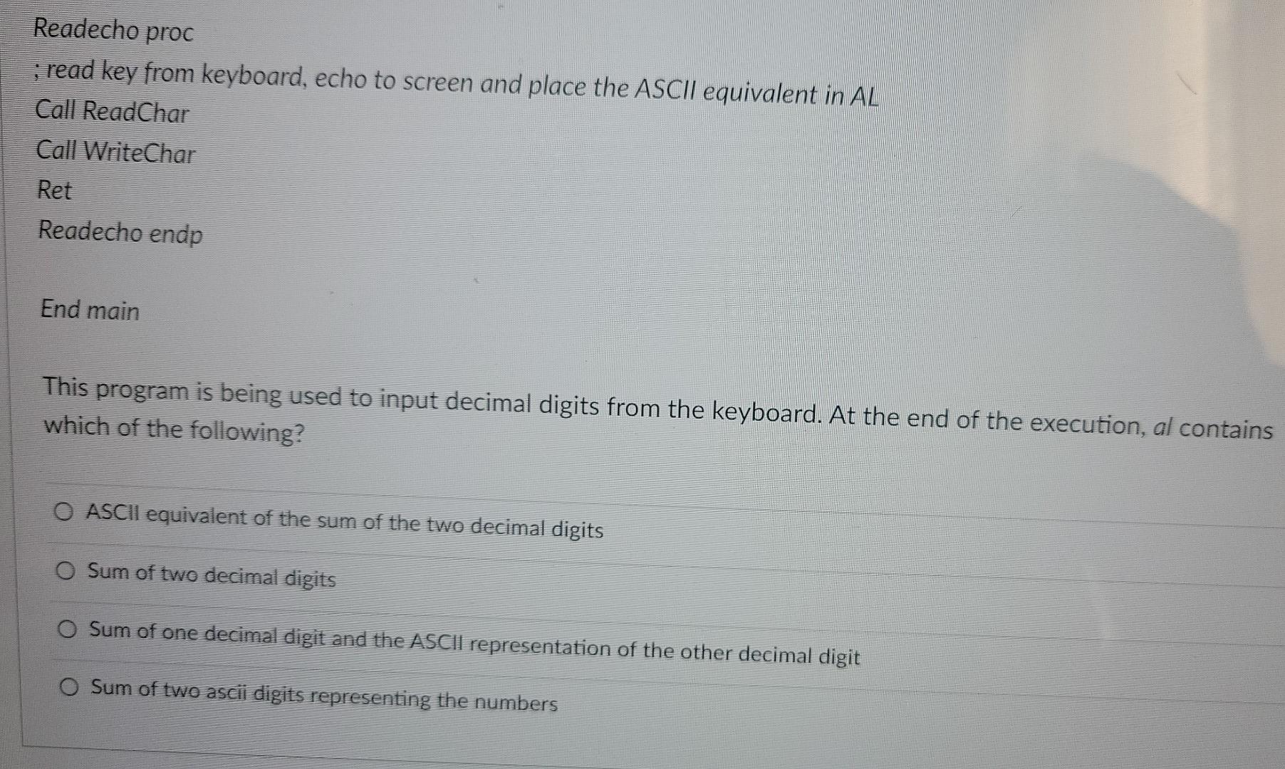 Solved Consider the following lines of code. ReadChar and | Chegg.com