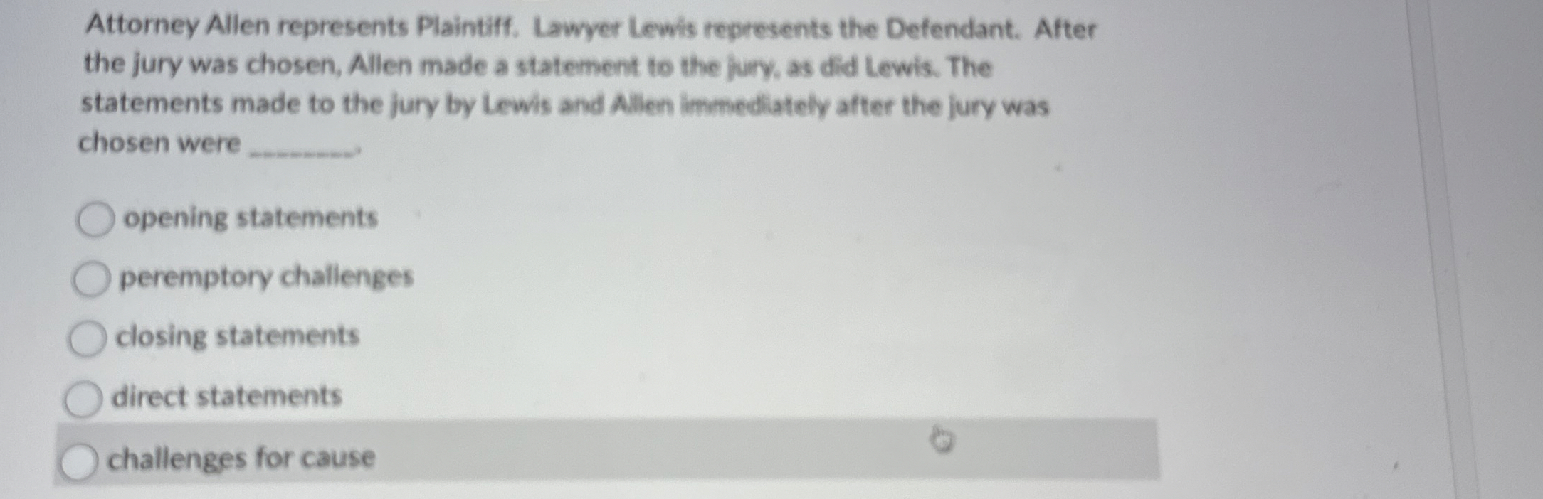 Solved Attorney Allen represents Plaintiff. Lawyer Lewis | Chegg.com