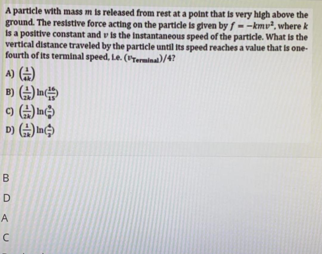 Solved A particle with mass m ﻿is released from rest at a | Chegg.com
