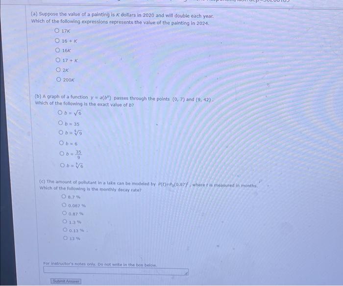 Solved (a) Suppose the value of a painting is K dollars in | Chegg.com