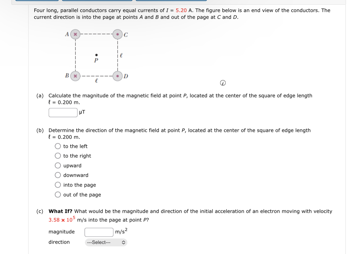 Solved Four long, parallel conductors carry equal currents | Chegg.com