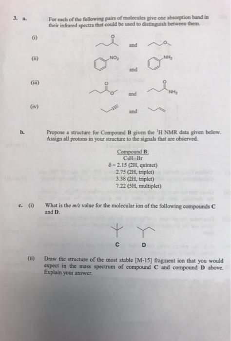 Solved For each of the following pairs of molecules give one | Chegg.com