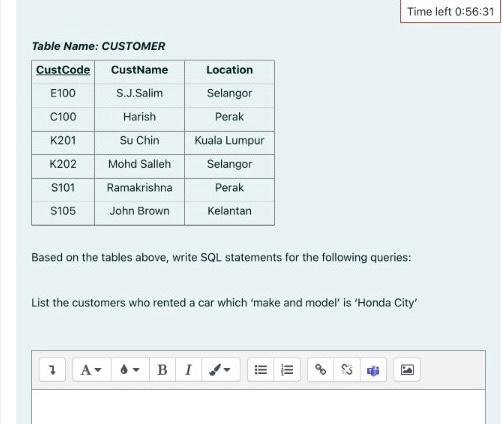 Solved Consider the following tables which are a part of a | Chegg.com