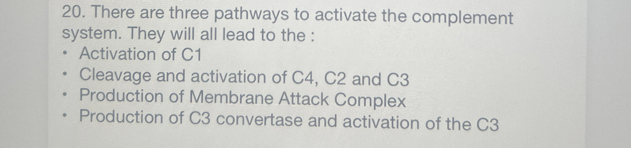 Solved There are three pathways to activate the complement | Chegg.com