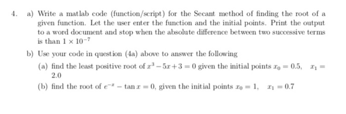 Solved 4 A Write A Matlab Code Functionscript For The 0743